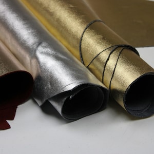 METALLIC SILVER LEATHER: Genuine Leather 2.5-3 Oz. - Perfect for ...