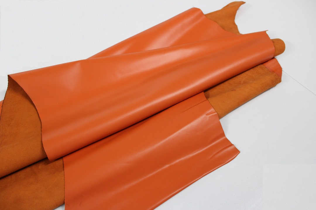ORANGE LEATHER Genuine Cowhide Leather Slightly Firm / 3 Oz - 3.5 Oz (1 ...