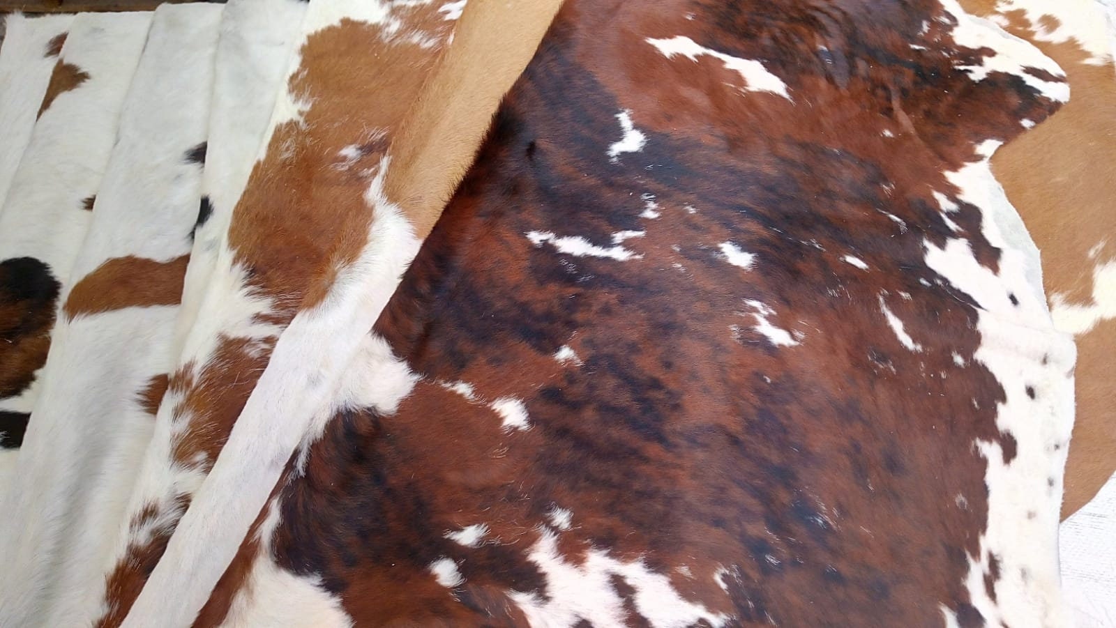 Tricolor Cowhide Rug Size: XL 7'x6 Ft L | Etsy