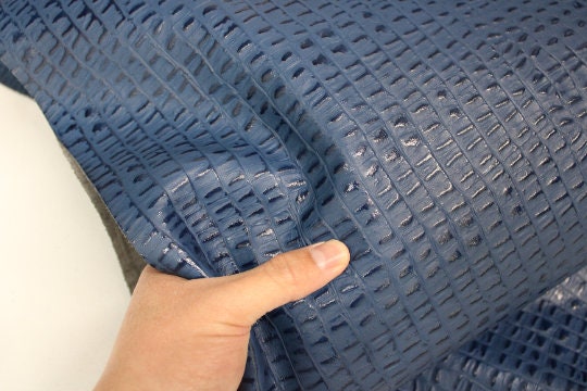 Embossed Leather Royal Blue Caiman Cowhide LEATHER PRE CUT - Etsy
