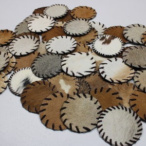 Cowhide Coaster Assorted - Size (4.5 Inches) - Genuine Solid Cowhide ...