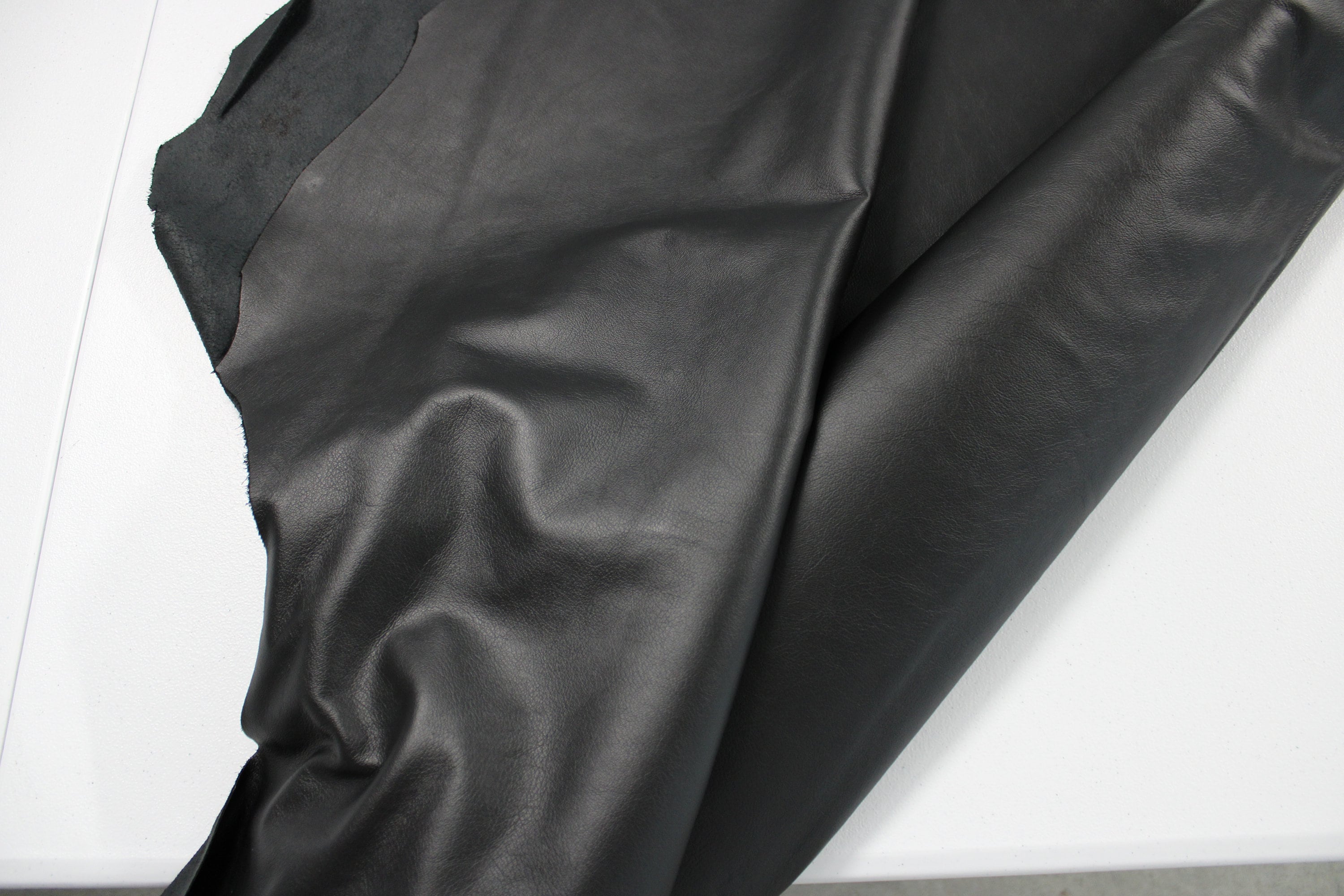 BLACK COWHIDE LEATHER Soft Natural Grain Black Leather 2.5-3 - Etsy