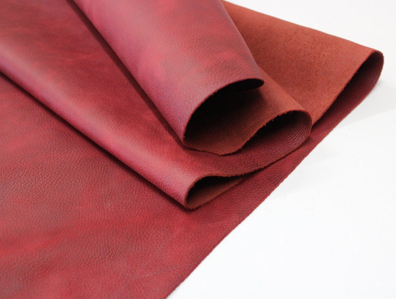 Red Distressed Pull up Leather Hide Thickness 1.6 Mm-1.8 Mm/ | Etsy