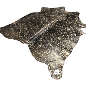 Metallic Acid Washed on Black Dyed Cowhide - Gold XL 7 X 6 Ft - Premium ...