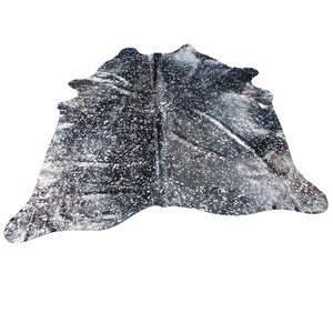 Metallic Acid Washed on Black Dyed Cowhide Gold Silver XL 8 X 7 Ft ...