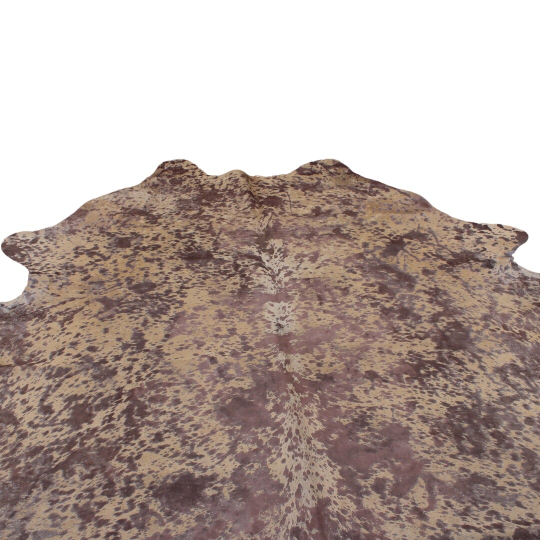 Acid Washed Dyed Brown on Beige COWHIDE - (XL 8x8 Ft) - Premium Cowhide ...