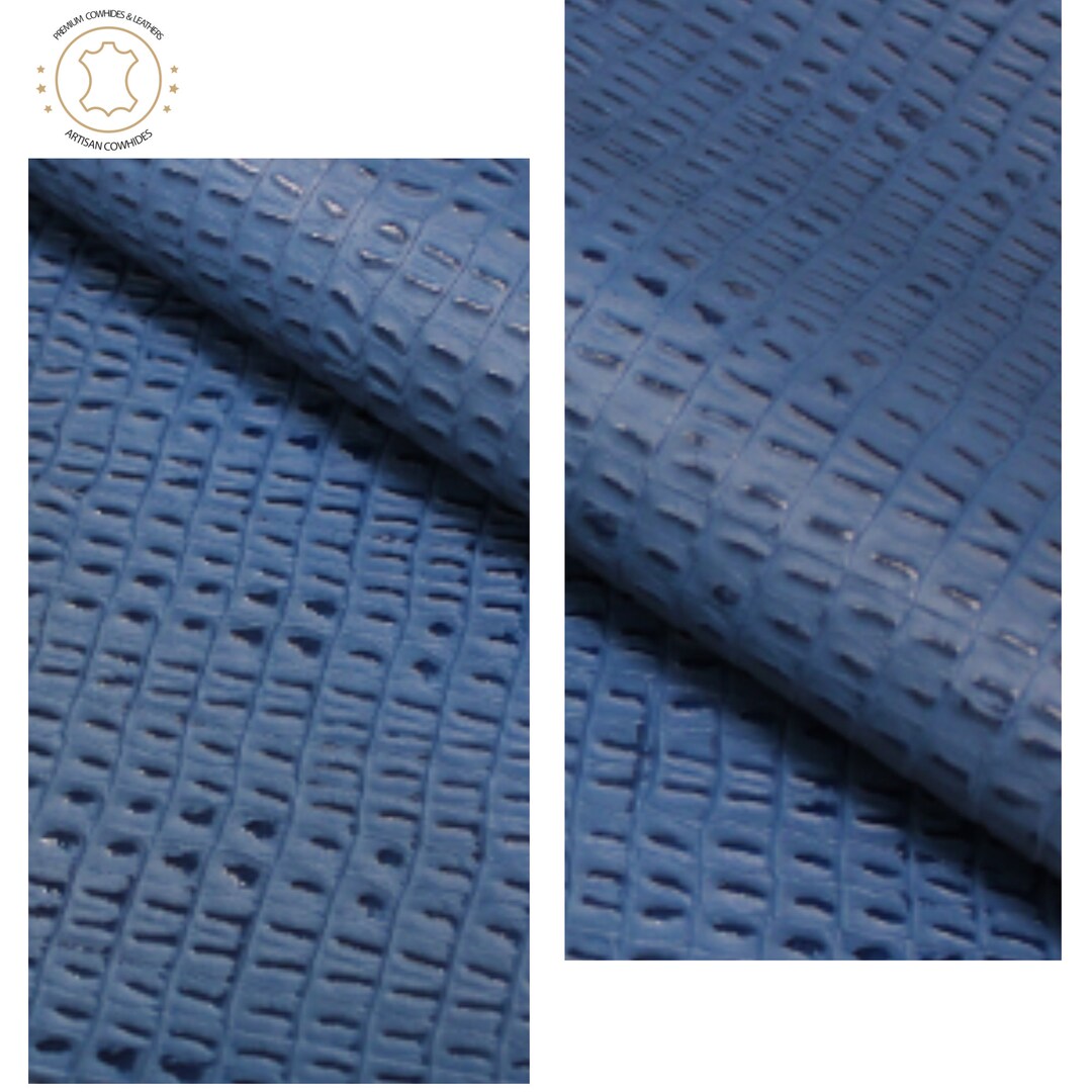 Embossed Leather Royal Blue Caiman Cowhide LEATHER PRE CUT Pieces 12x12 ...