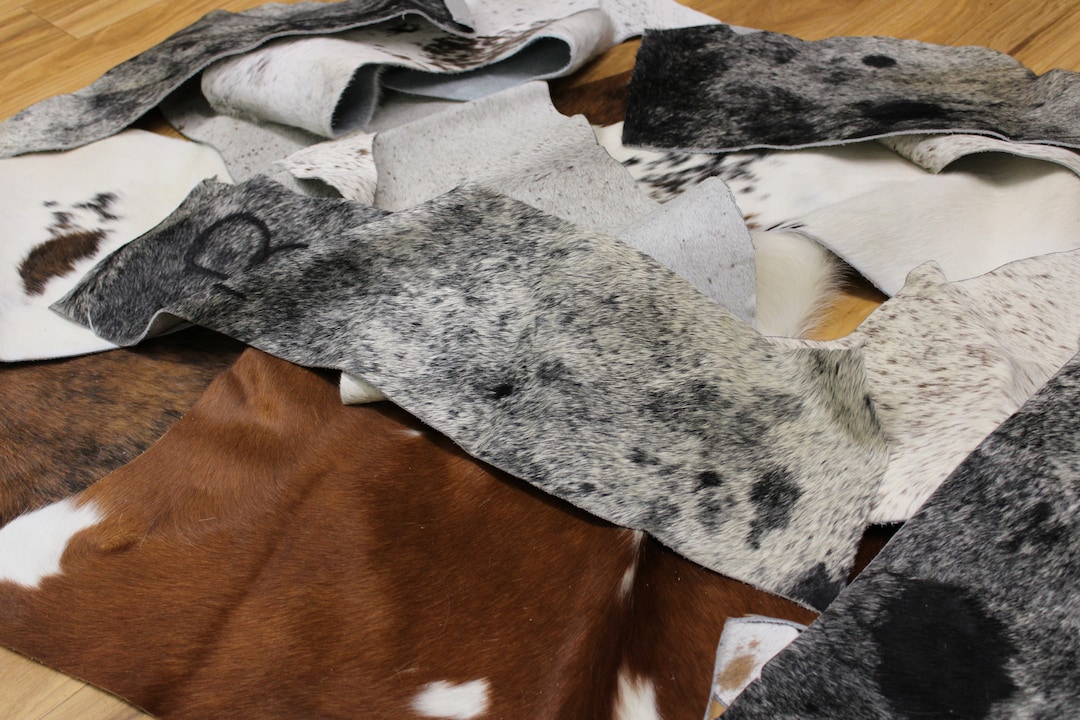 COWHIDE SCRAPS Assorted Hair on Cowhide Colors & Shapes 6x4 8''x6 12x6 ...