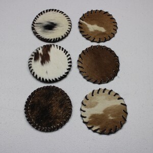 Cowhide Coaster Assorted - Size (4.5 Inches) - Genuine Solid Cowhide ...