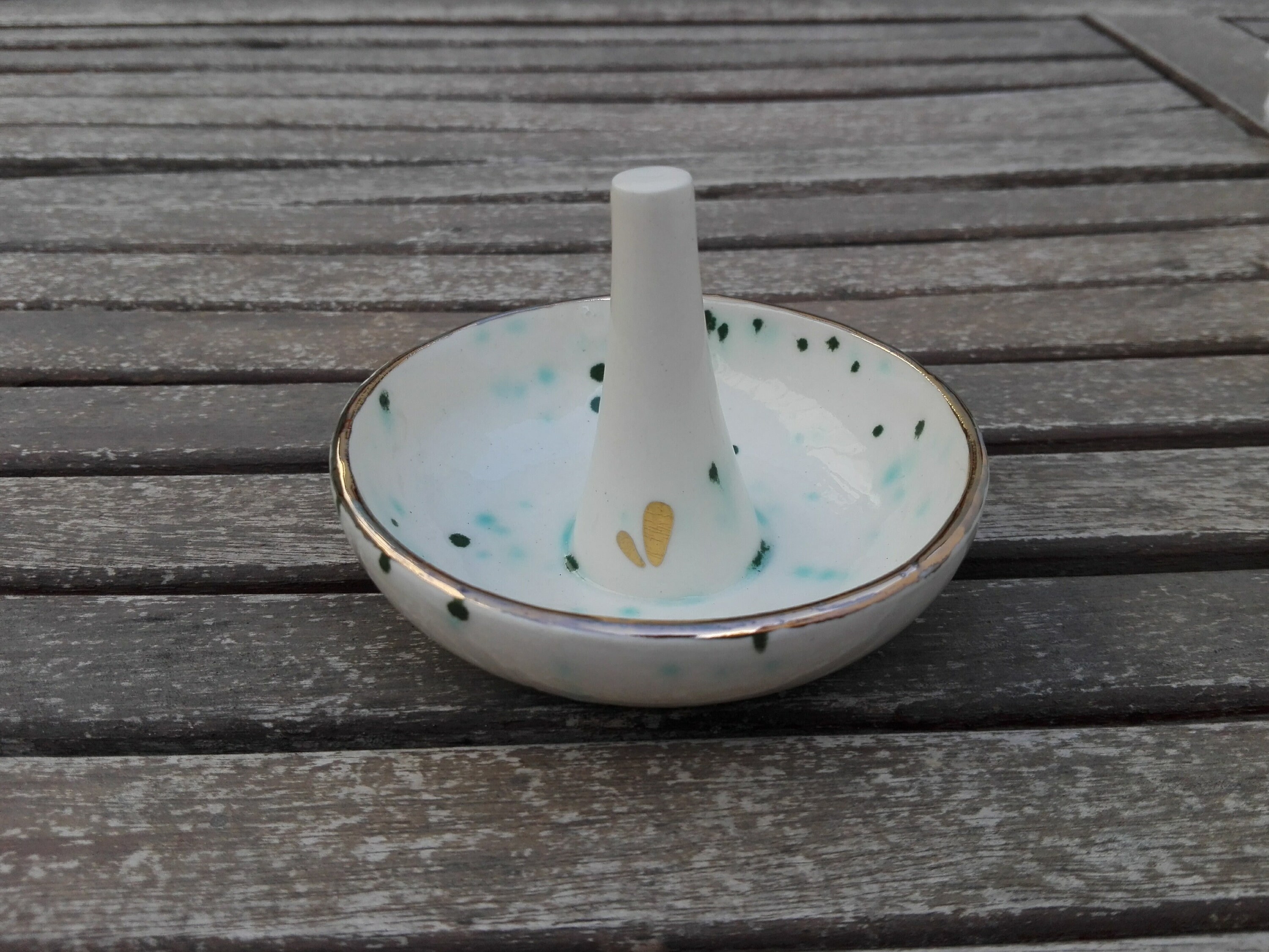 Handmade Ceramic Ring Stand With Jewellry Plate Green and - Etsy