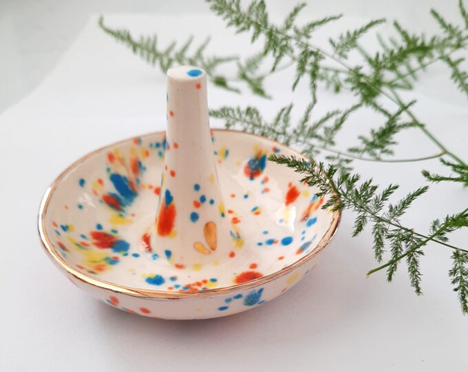 Ring Holder - Handmade Ceramic Ring Stand With Jewellery Plate | Orange ...