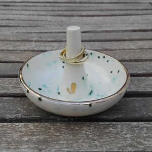 Handmade Ceramic Ring Stand With Jewellry Plate Green and - Etsy
