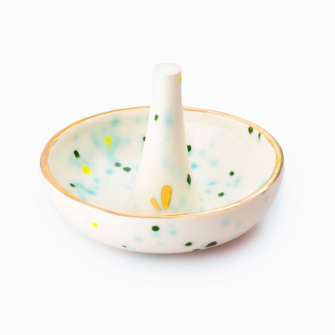 Handmade Ceramic Ring Stand With Jewellry Plate Green and - Etsy