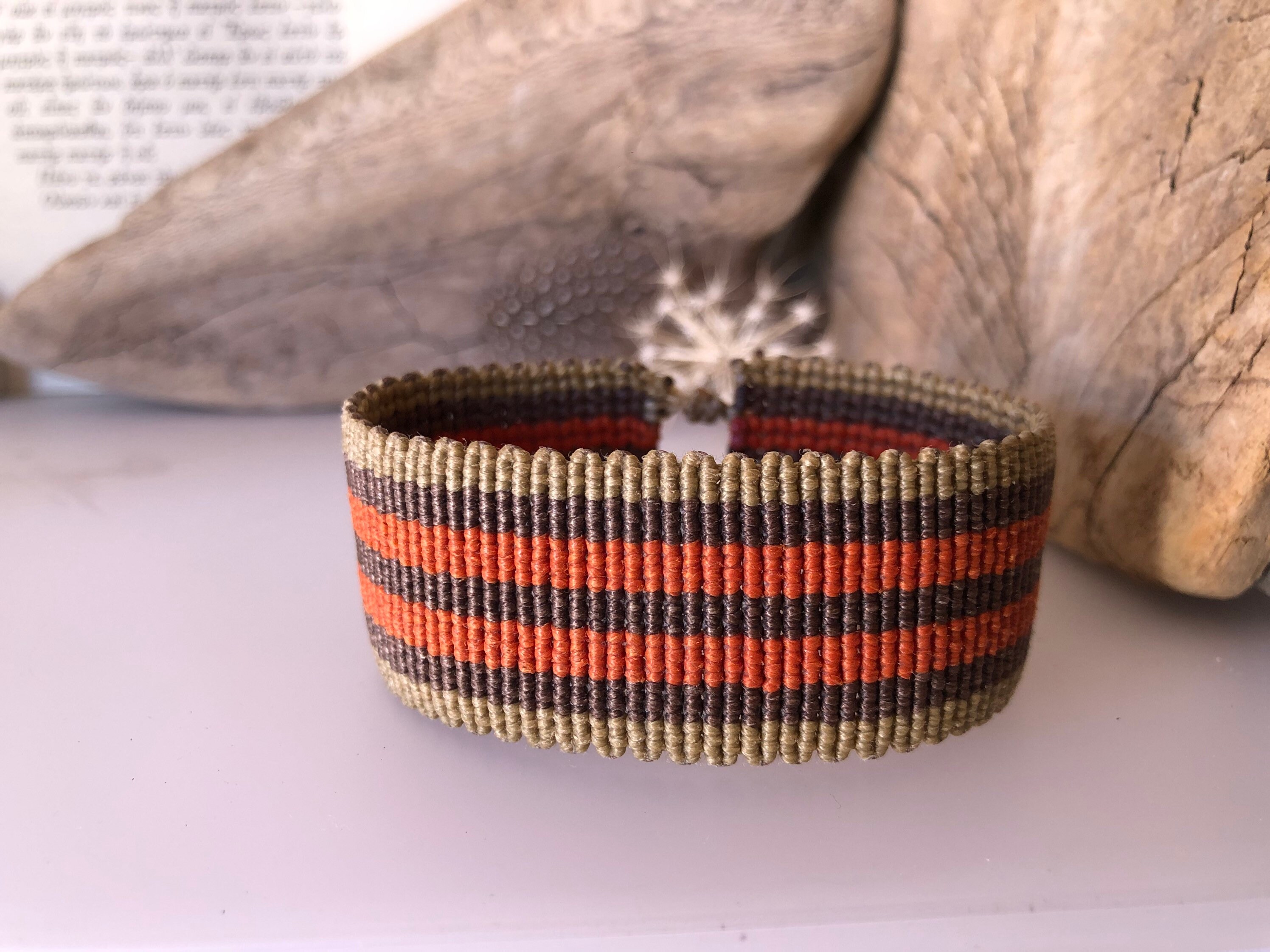 Masculine Elegance Wide Orange Macrame Bracelet for Men Strong and ...