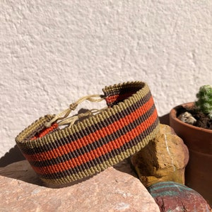 Masculine Elegance Wide Orange Macrame Bracelet for Men Strong and ...