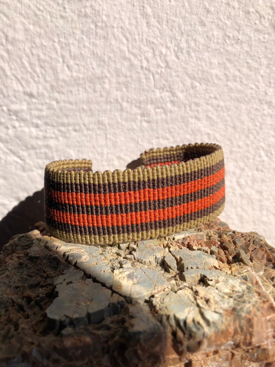 Masculine Elegance Wide Orange Macrame Bracelet for Men Strong and ...