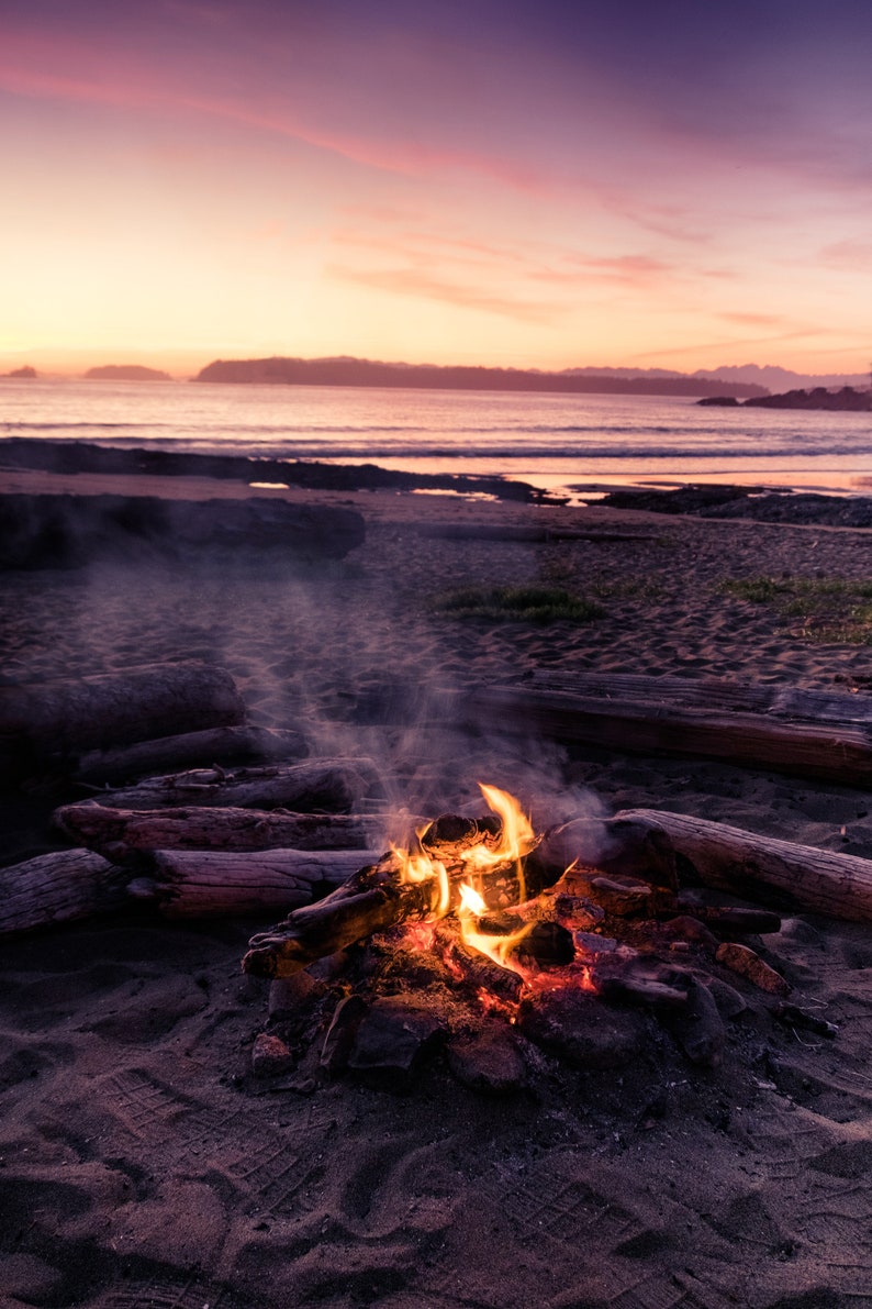 Campfire Print Camping Art Sunset Print West Coast Nature - Etsy