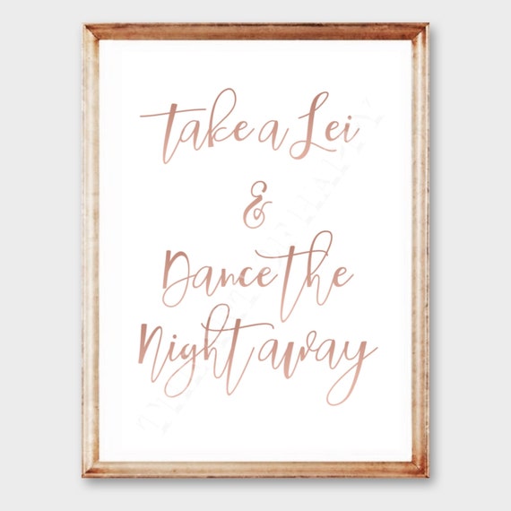 Rose Gold Lei Wedding Sign Plus Font Digital Download | Etsy