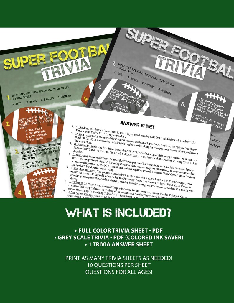 Football Trivia Game, Fantasy Football Games, Fun Football Party Game ...