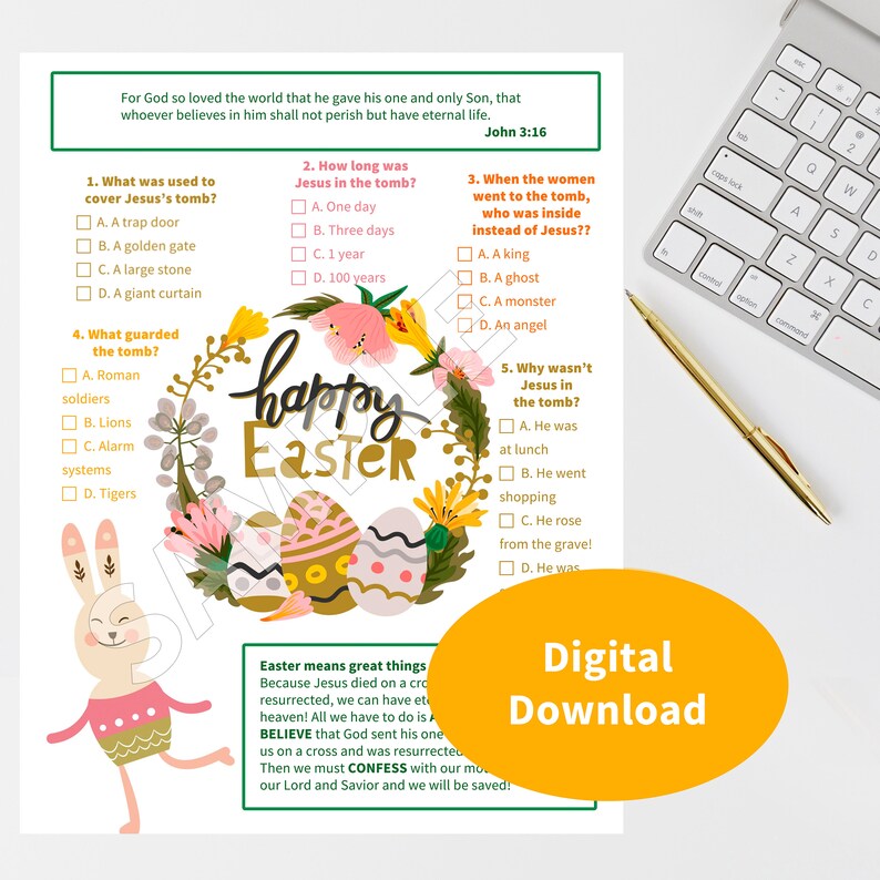 Kids Easter Trivia Game, Kids Easter Worksheet, Meaning of Easter ...