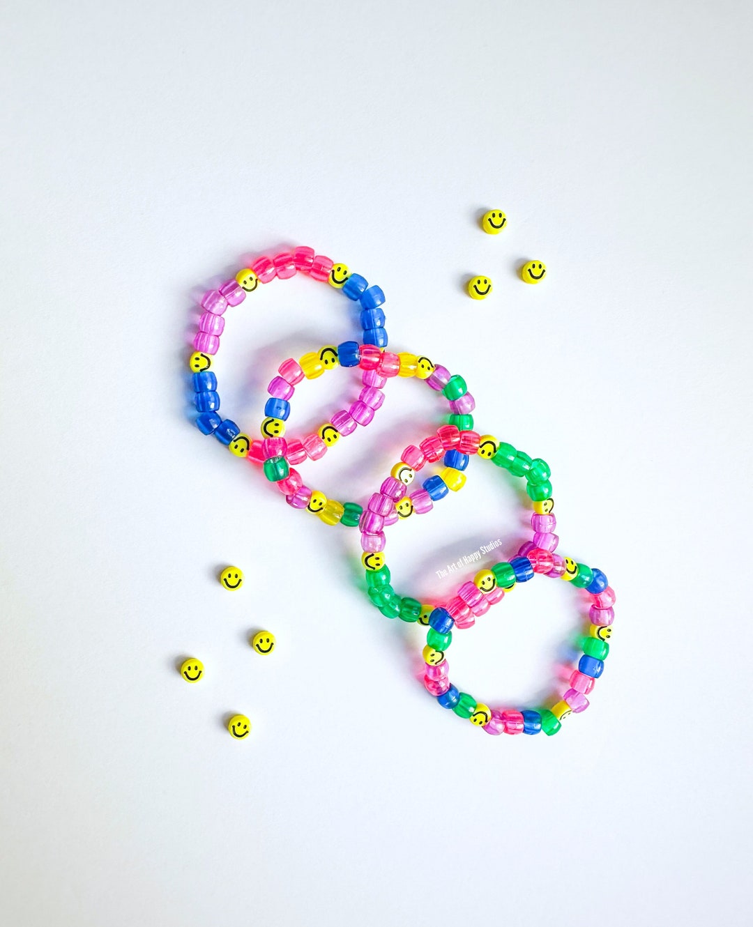 Smiley Face Beaded Friendship Bracelets, Cute Beaded Bracelets, Cute ...