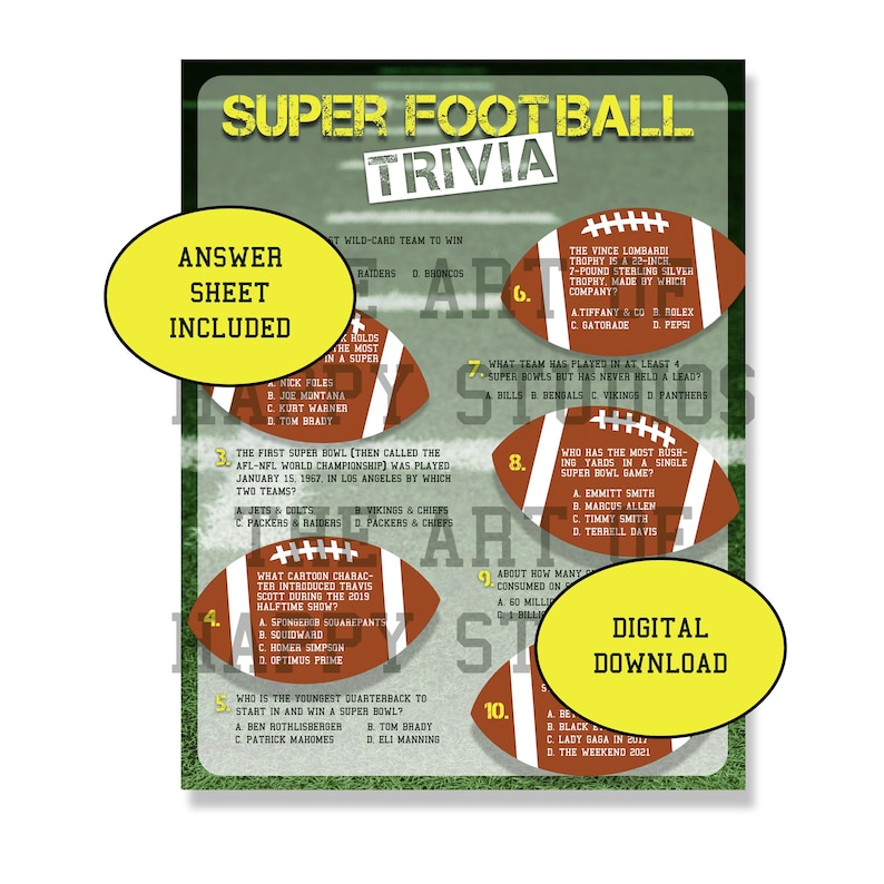 Football Trivia Game, Fantasy Football Games, Fun Football Party Game ...