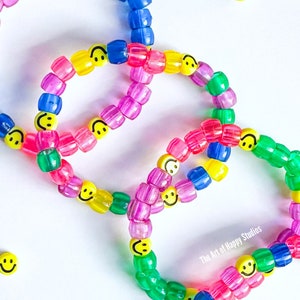 Smiley Face Beaded Friendship Bracelets, Cute Beaded Bracelets, Cute ...