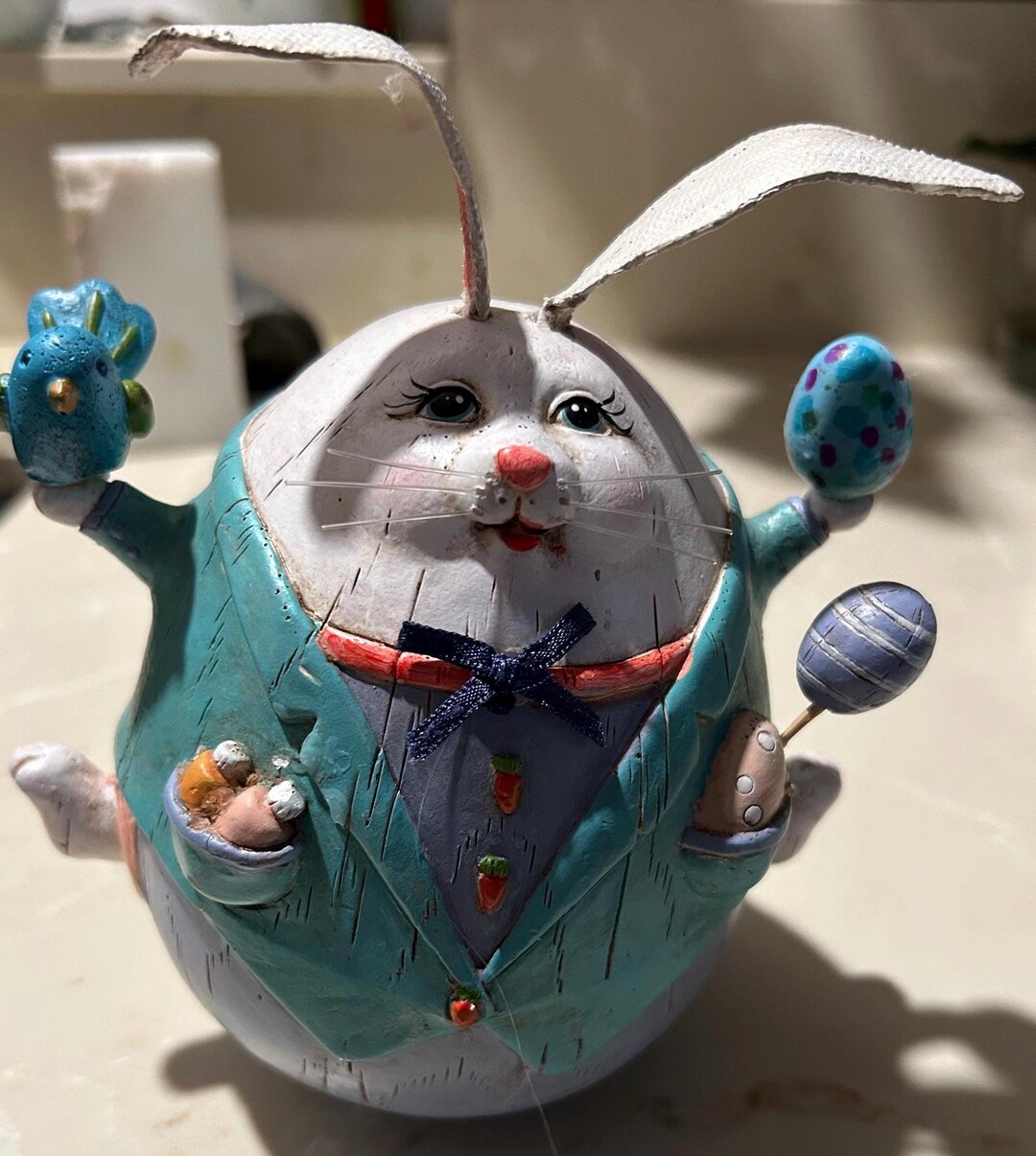 Vintage Humpty Dumpty Easter Rabbit, Wood Handpainted Wearing Suit ...