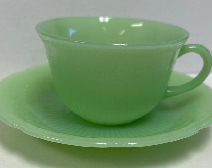 Vintage Jadeite Fire King anchor Hocking 1940's Alice Pattern Tea Cup ...