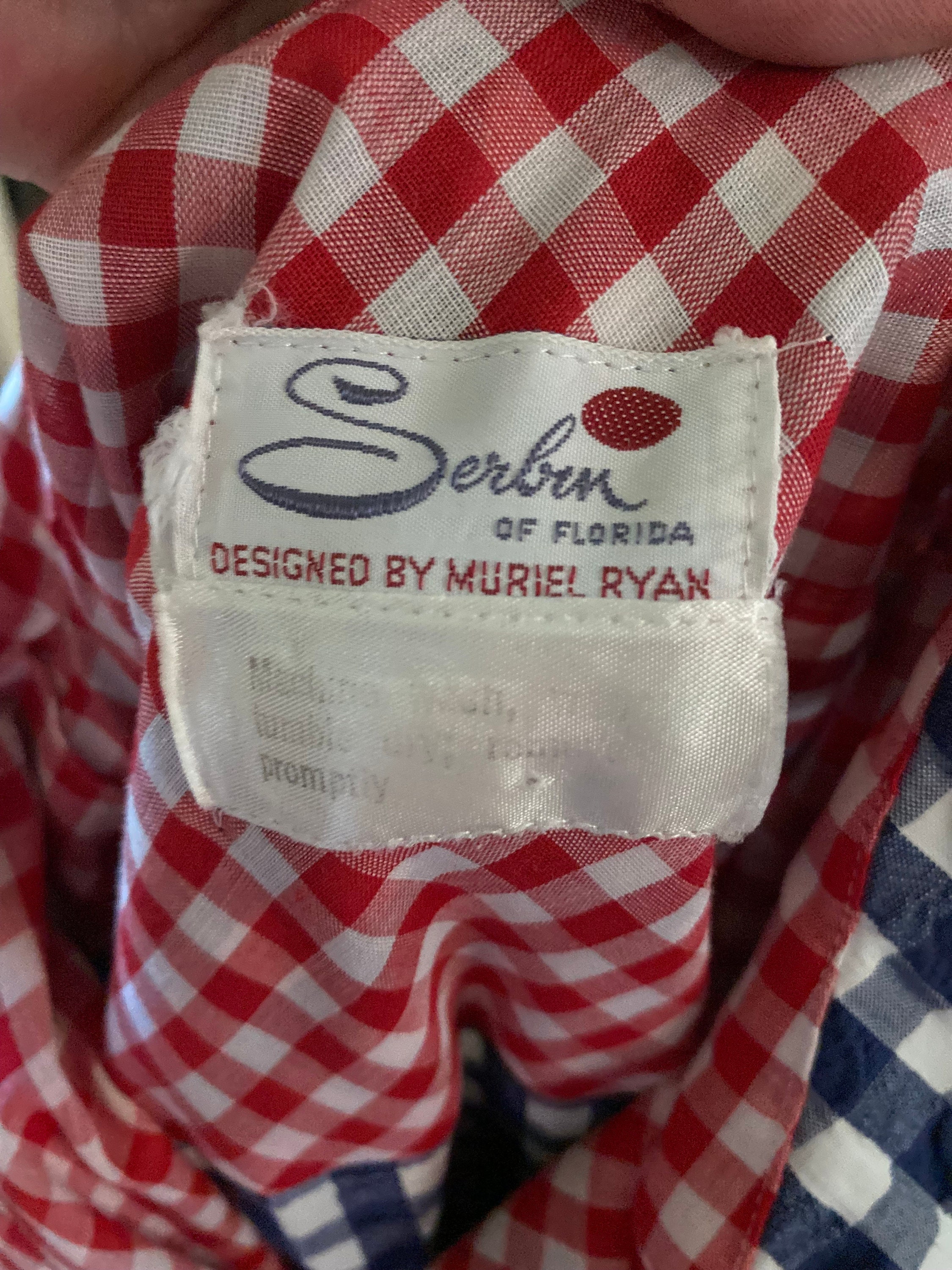 Vintage 1960s Blue Checkered Dress by Muriel Ryan at Serbin of - Etsy