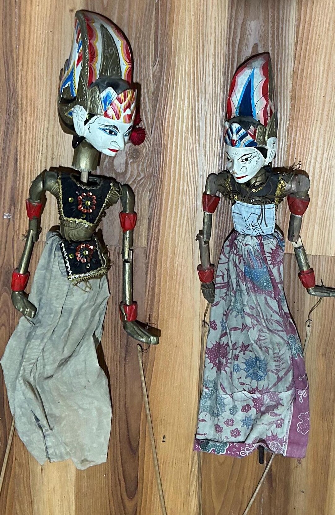 Two Vintage Traditional Indonesian Rod Puppets (wayang Golek ...