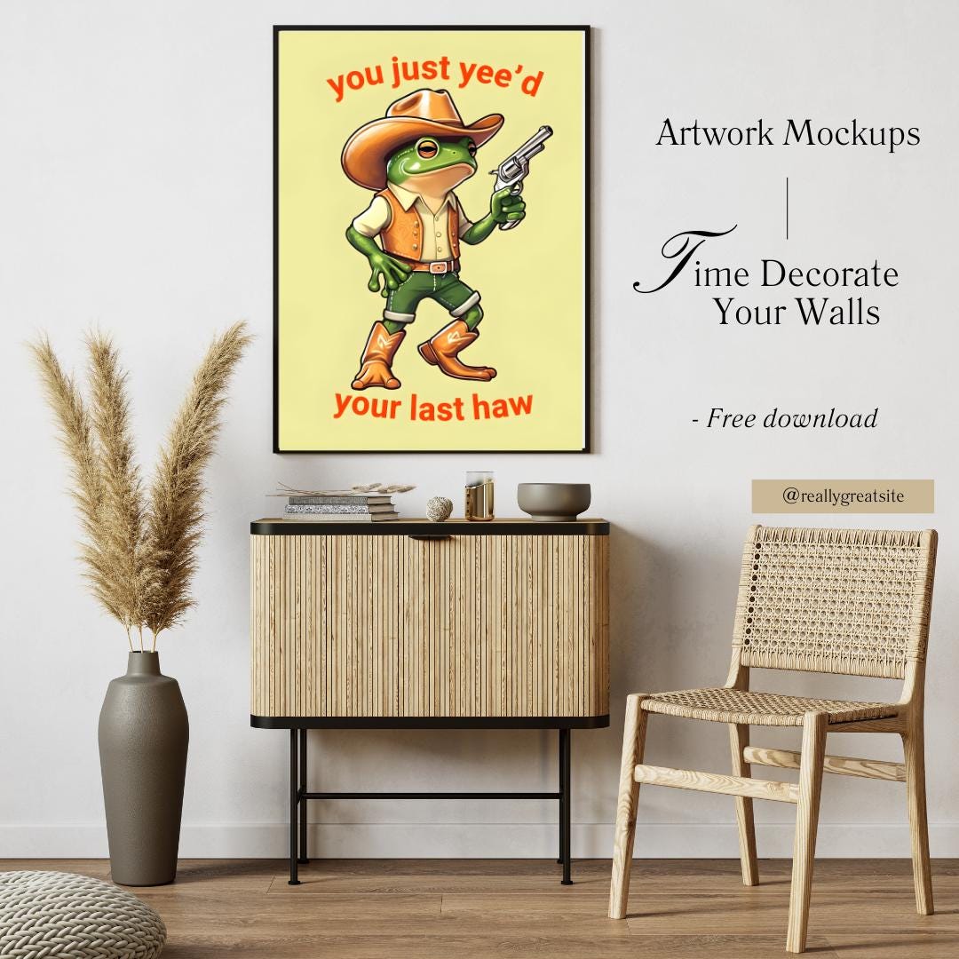 Cowboy Frog Funny Western Art - Cute Yeehaw Frog Print - Whimsical ...
