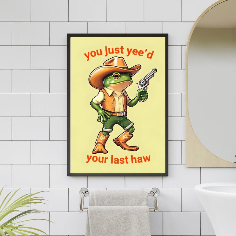Cowboy Frog Funny Western Art - Cute Yeehaw Frog Print - Whimsical ...