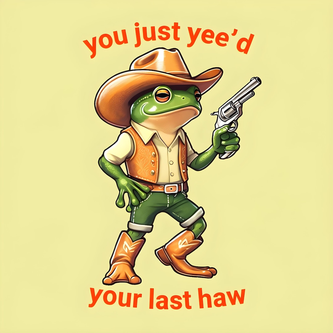 Cowboy Frog Funny Western Art - Cute Yeehaw Frog Print - Whimsical ...