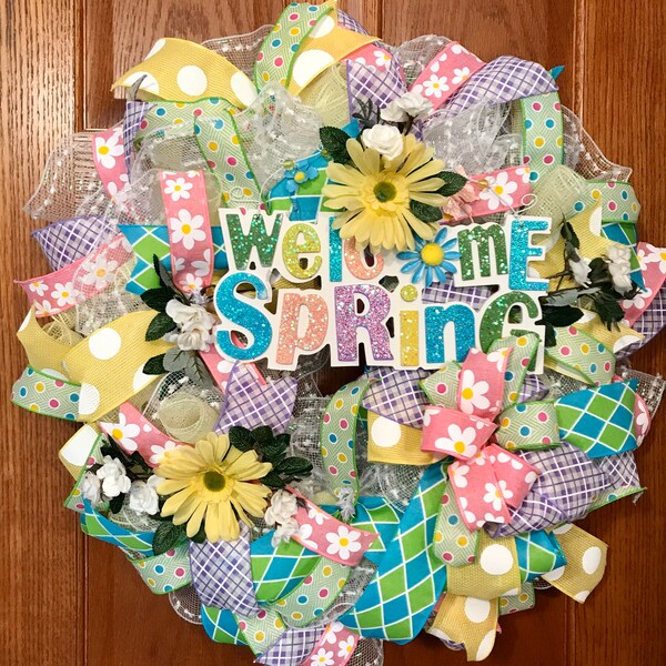 Spring Mesh Wreath - Etsy