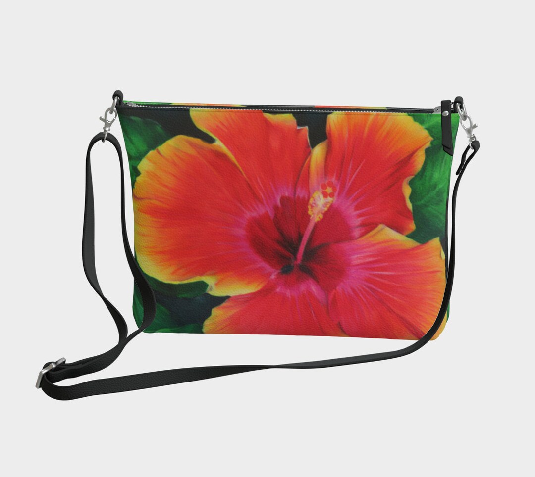Hibiscus Vegan Leather Crossbody Purse - Etsy