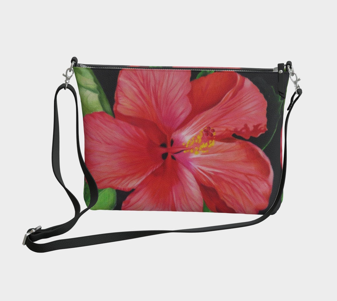 Pink Hibiscus Vegan Leather Purse - Etsy