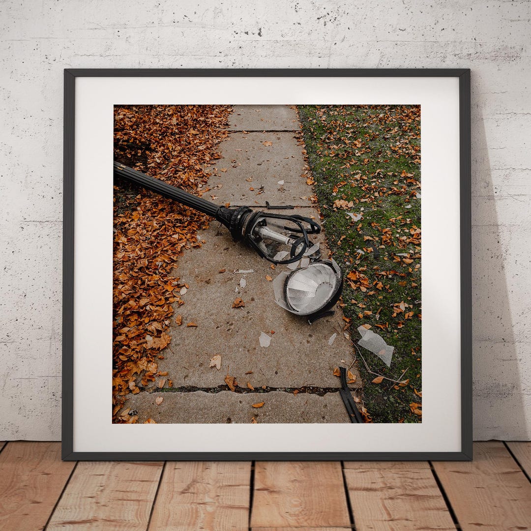 Urban Decay, Broken Street Lamp With Autumn Leaves, Download Digital ...