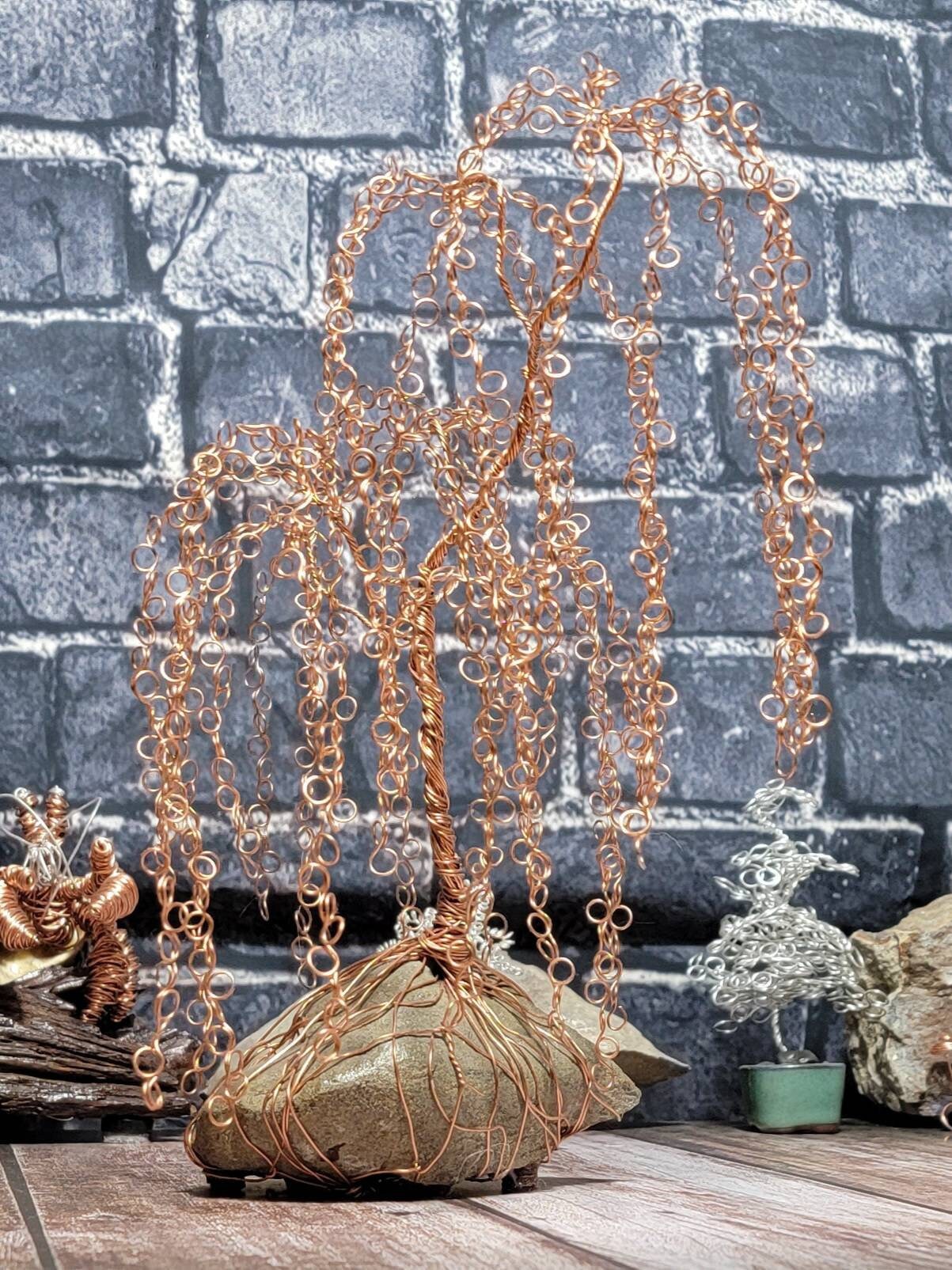 Willow Tree Copper Wire Sculpture Set in Stone - Etsy