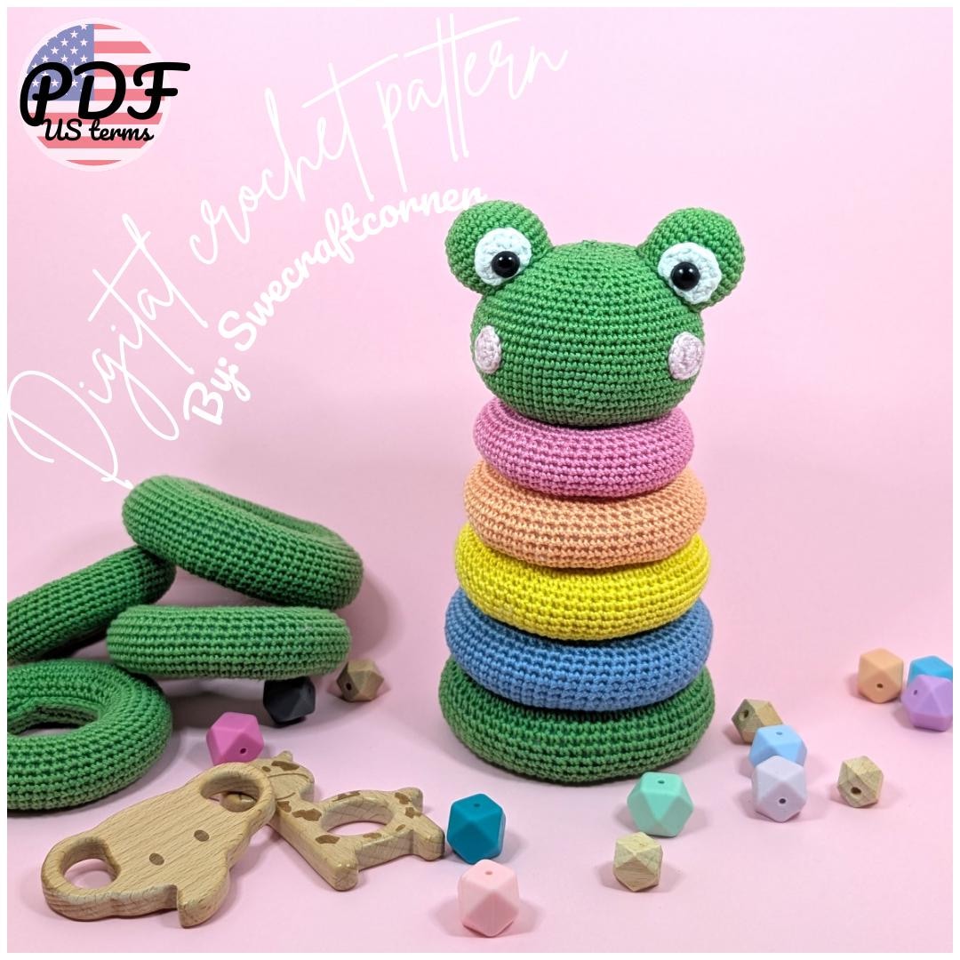 Frog Stacking Toy Crochet Pattern – Amigurumi Baby Toy PDF, Cute Animal ...