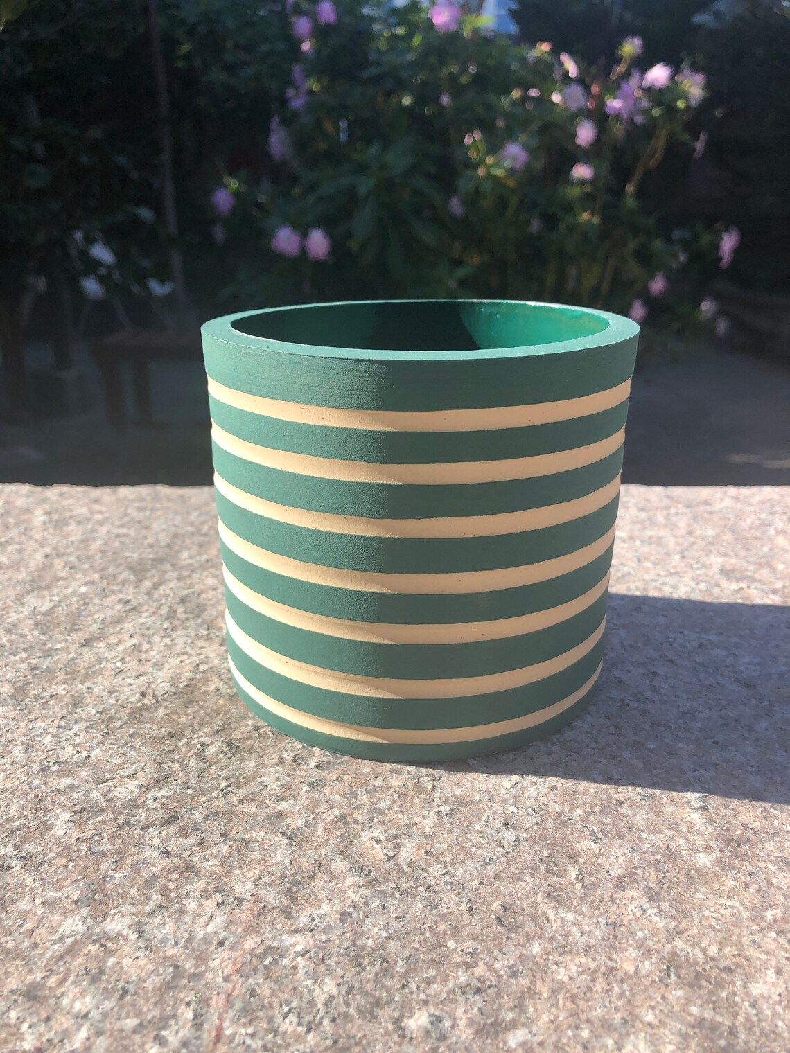 Striped Ceramic Planter MADE TO ORDER green Planter 4x4 - Etsy