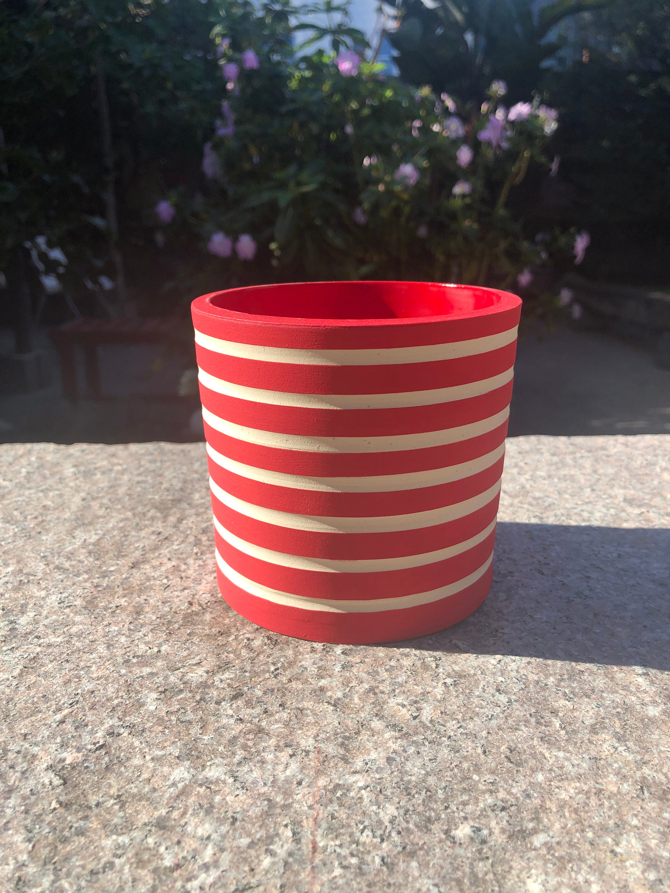 Striped Ceramic Planter MADE TO ORDER red Planter 4x4 - Etsy