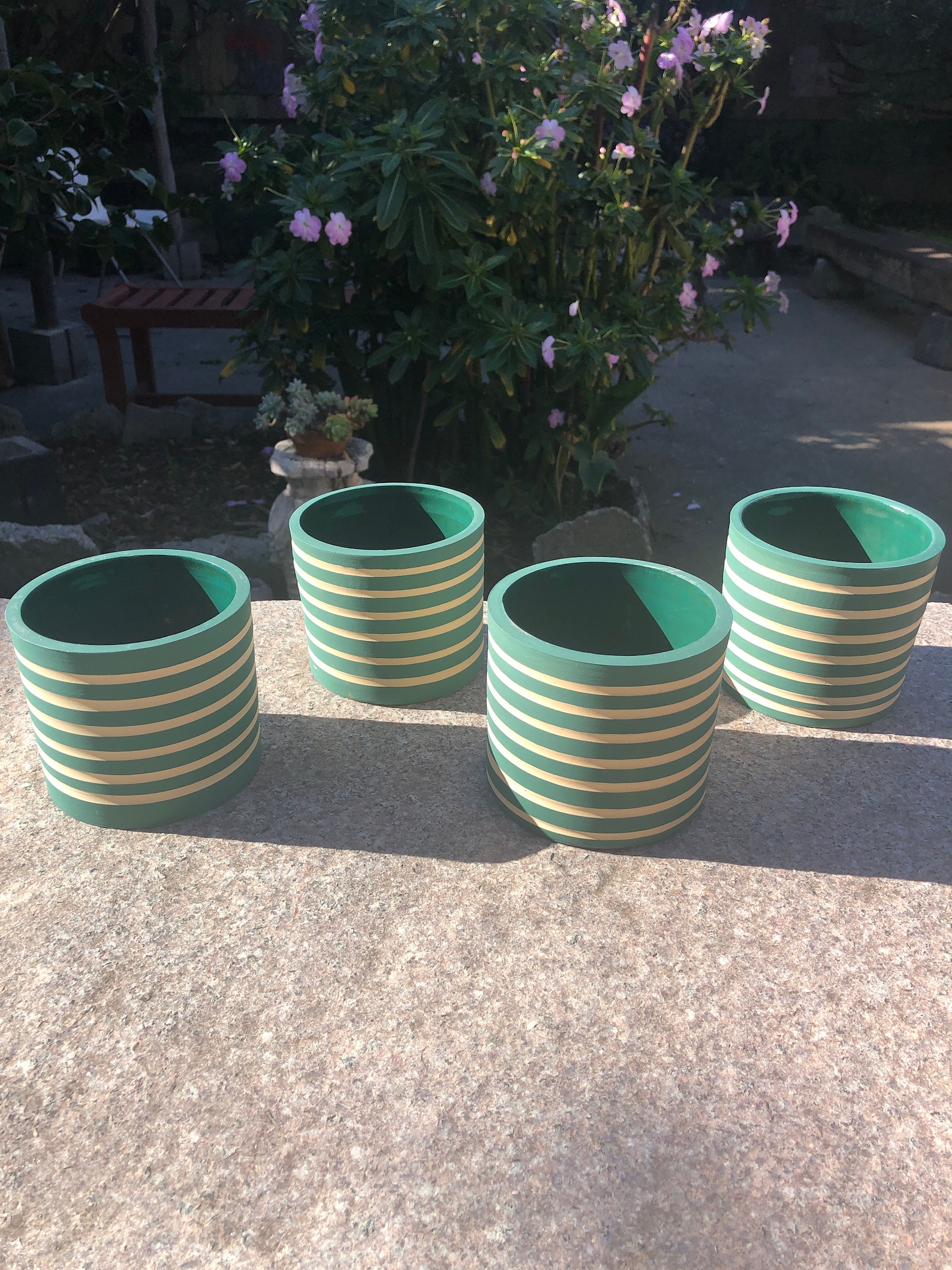 Striped Ceramic Planter MADE TO ORDER green Planter 4x4 - Etsy