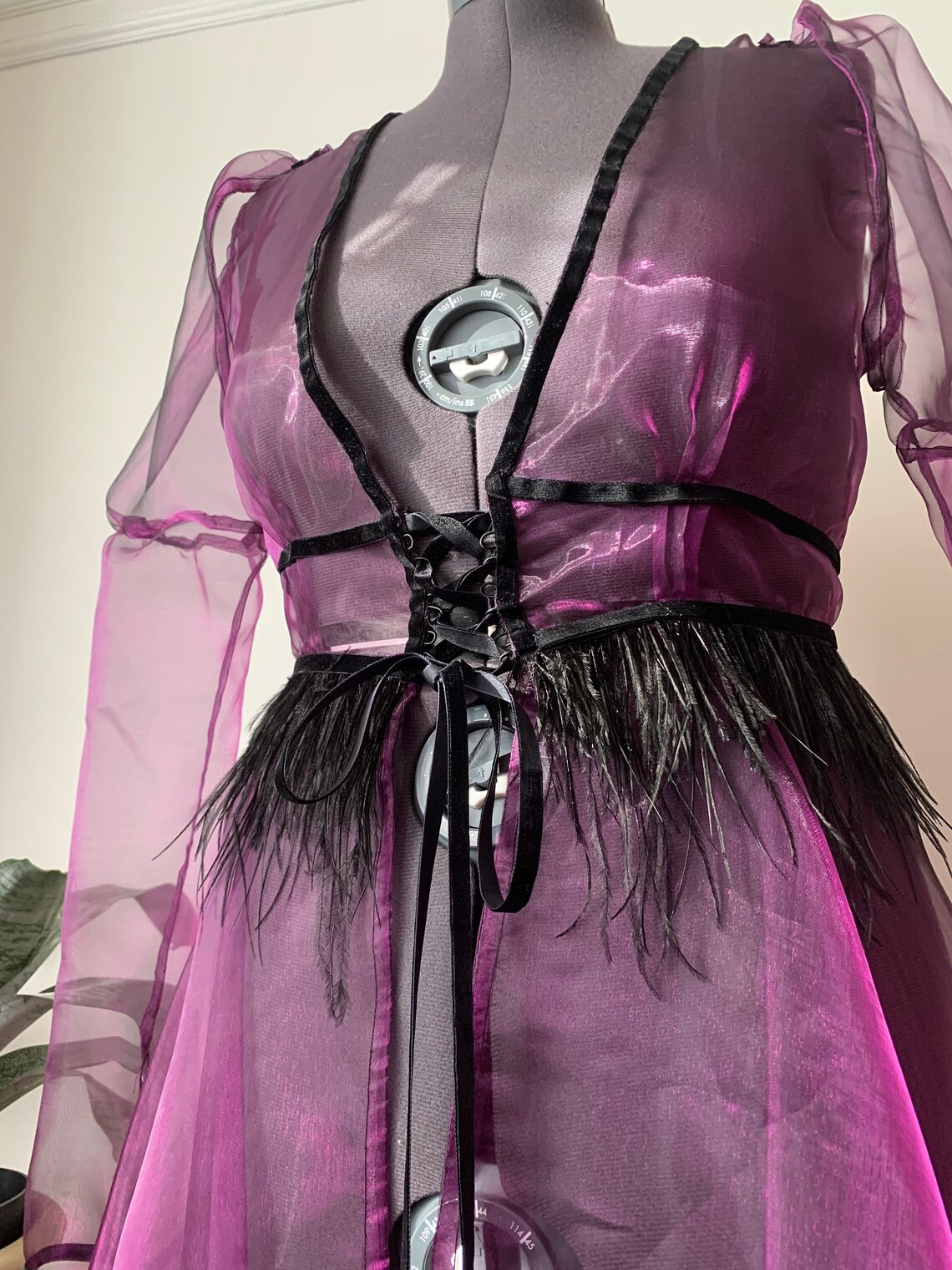 Handmade Purple Iridescent Fantasy Robe With Velvet and Feather Trim ...