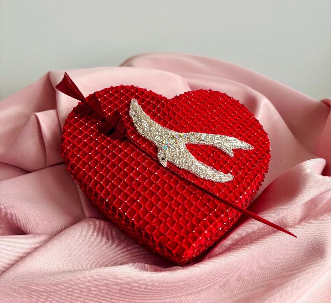 Ruby Red Rhinestone Heart Shaped Pillbox - Etsy