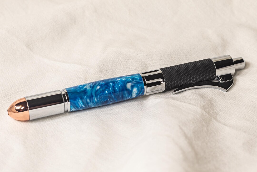 Custom Blue Acrylic Ballpoint Pistol Pen - Etsy