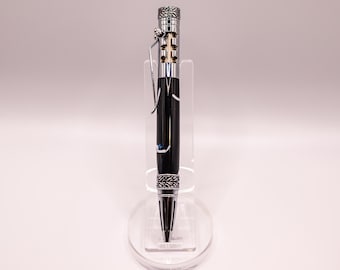 Mini Chrome Gear Shift Pen Only 41/8 Inch Long With a Brown and Gold ...