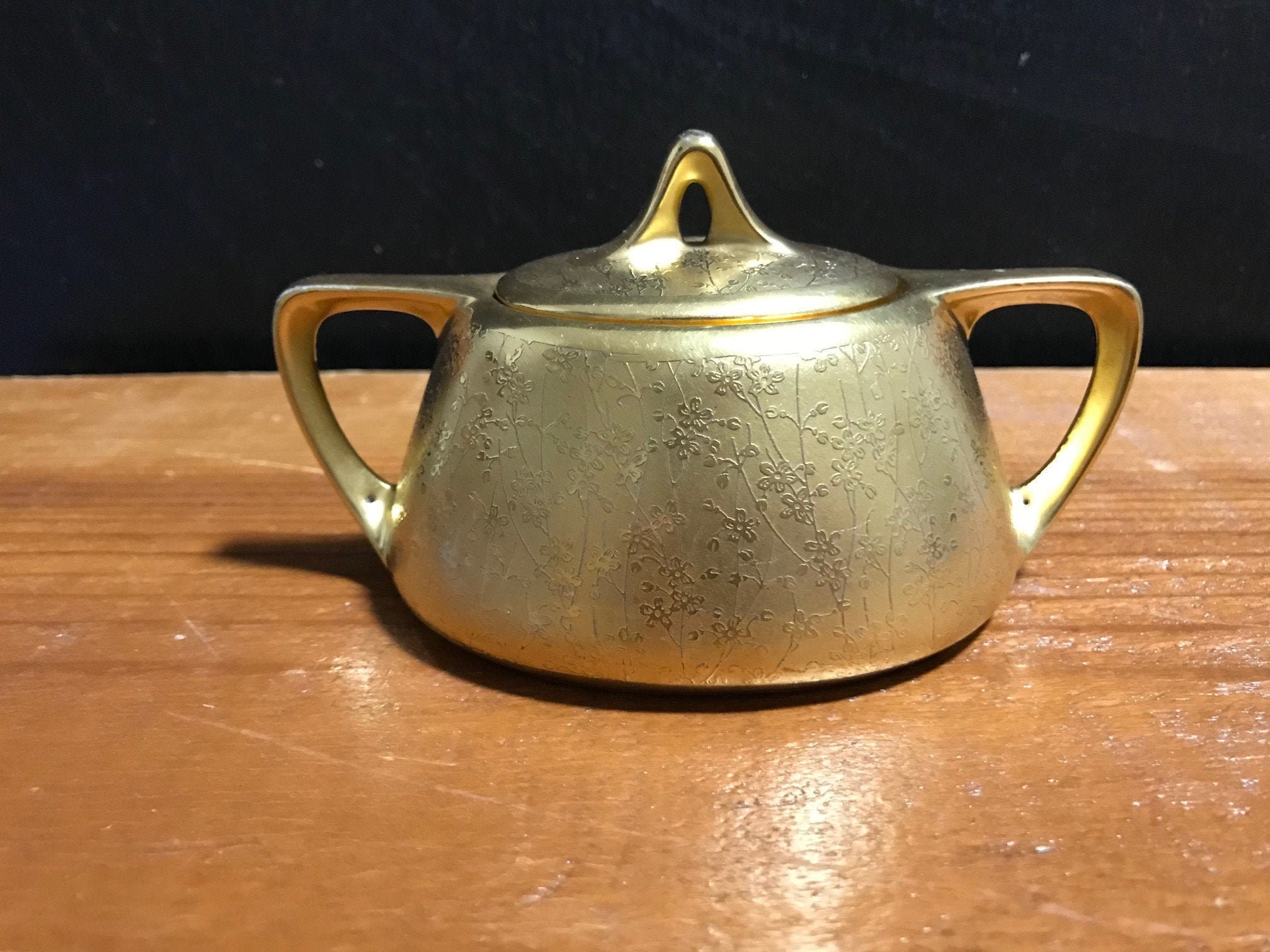 Vintage Pickard Gold Daisy & Rose Etched Lidded Sugar Bowl - Etsy