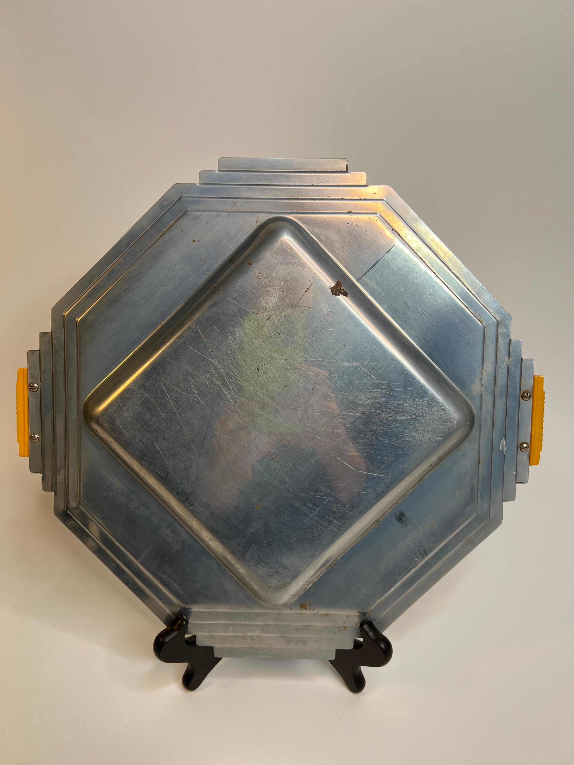 Stylized MCM Geometric Bar Tray Art Deco-inspired Chrome - Etsy