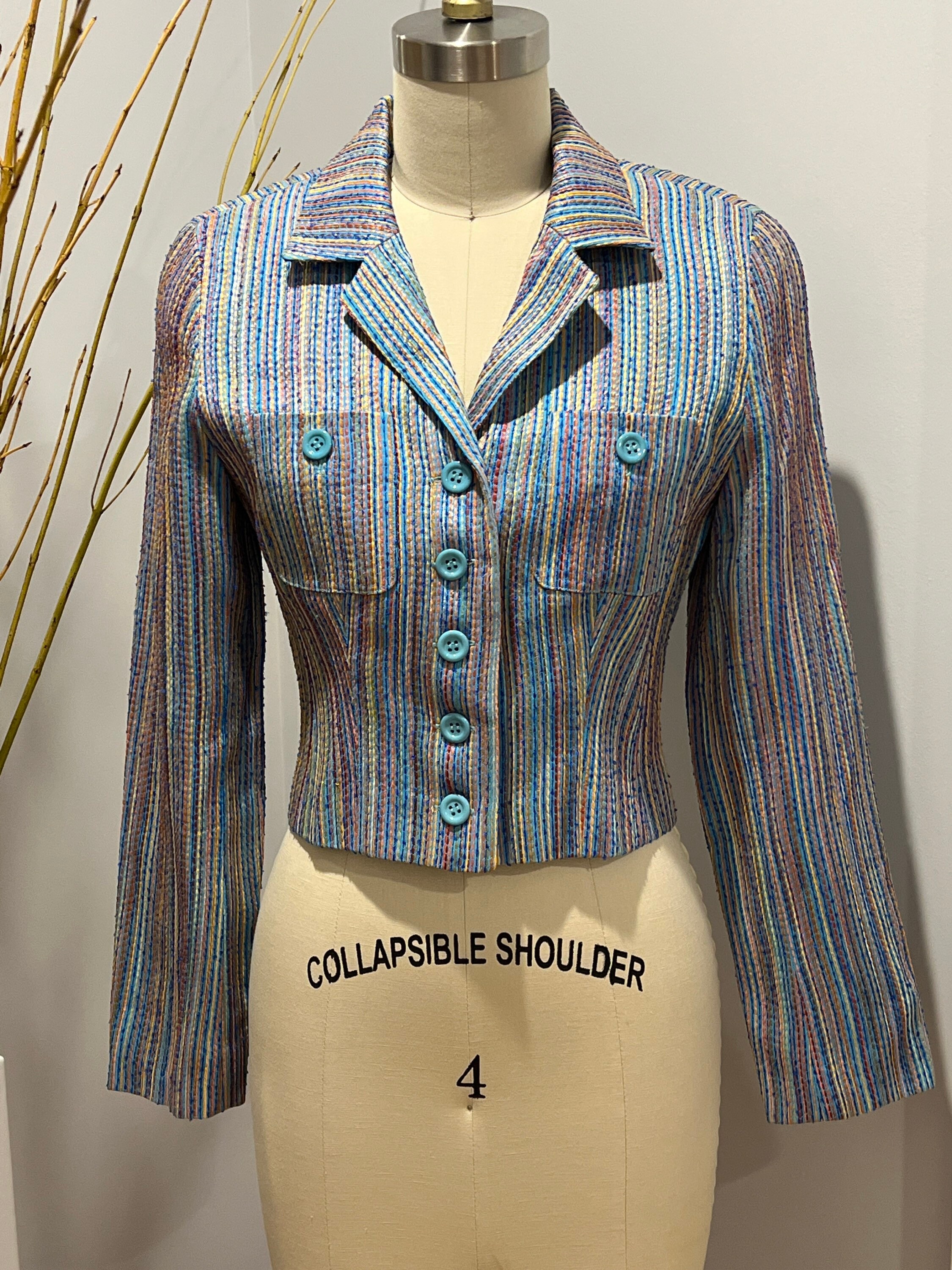 Renato Nucci Cropped Blazer Textured Colorful Acetate & Viscose 90s ...